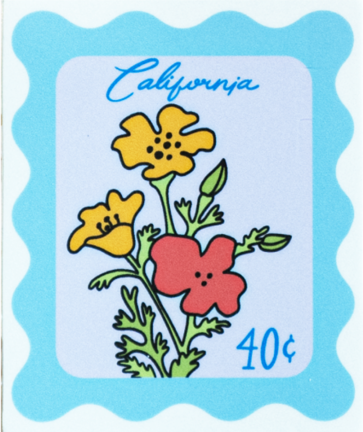 California Poppy Stamp Sticker — Ink.Paper.Crafts