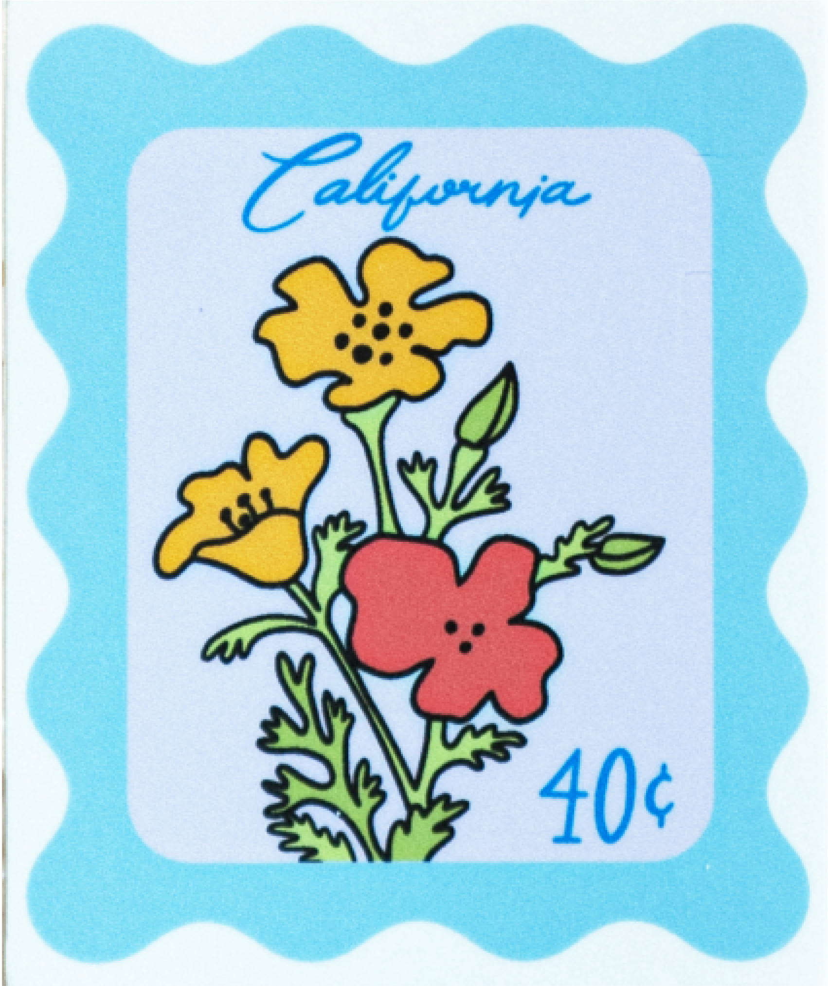 California Poppy Stamp Sticker — Ink.Paper.Crafts