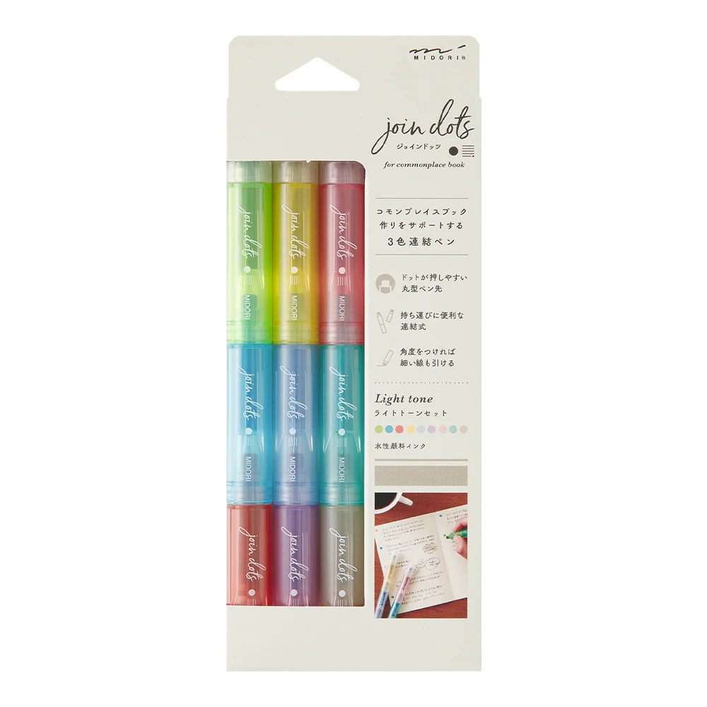 Midori - Connecting Pen Join Dots - 9 Color Set - Light Tone – Ink ...